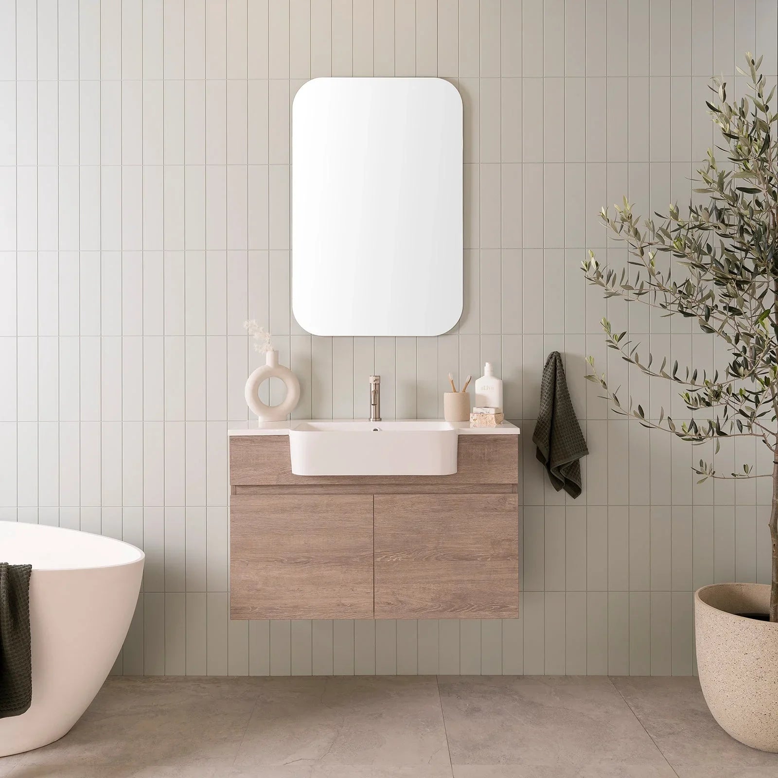 ADP Glacier Lite Semi-Recessed All Door Twin Wall Hung Vanity – Ideal ...