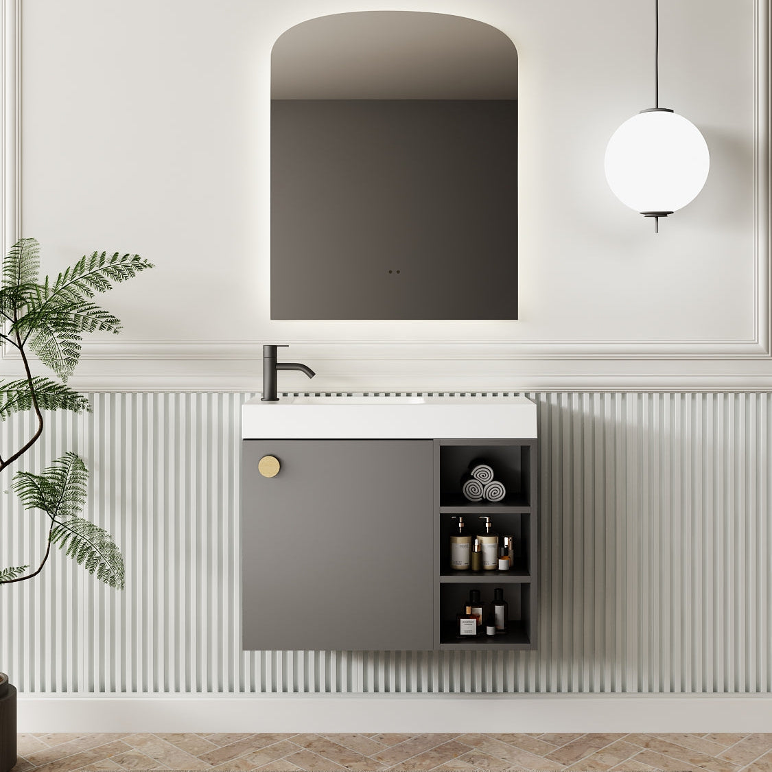 Milano Minimal 700mm Small Space Vanity with Shelf-Matte Black – Ideal ...